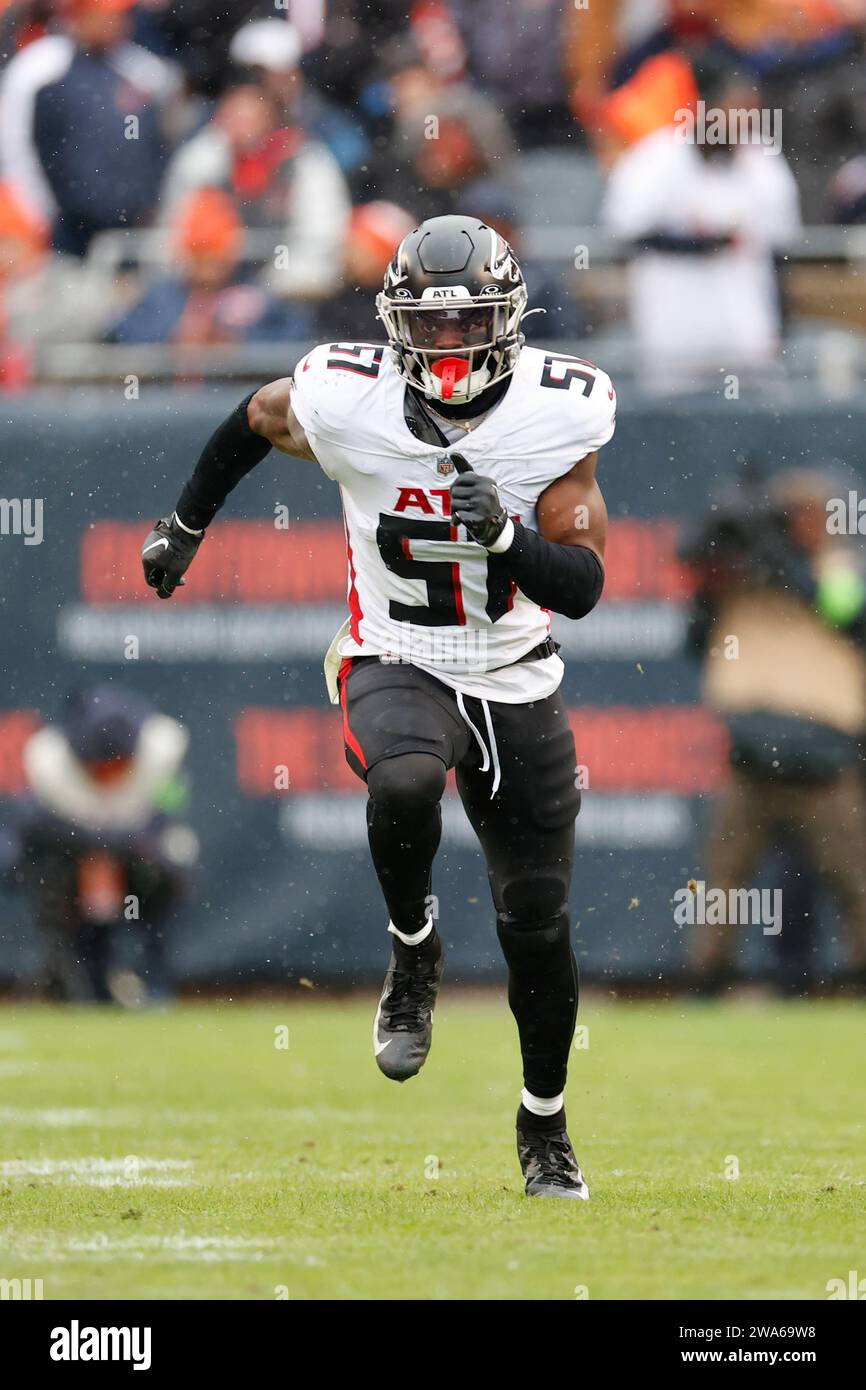 Atlanta Falcons linebacker DeAngelo Malone (51) runs on the field during the second half of an ...