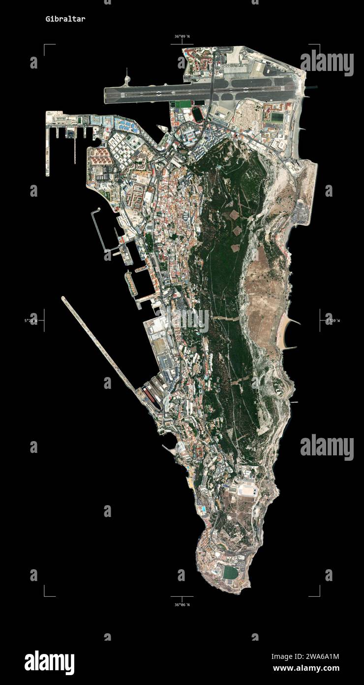 Shape of a high resolution satellite map of the Gibraltar, with ...