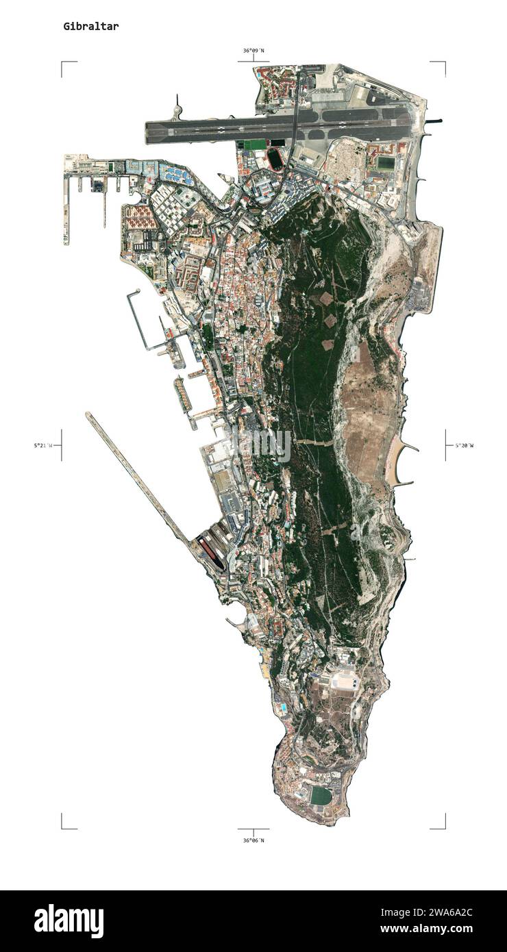 Shape of a high resolution satellite map of the Gibraltar, with ...