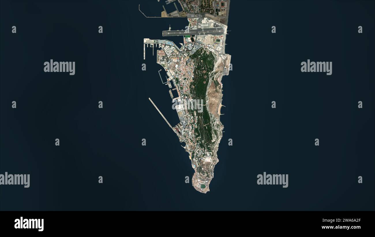 Gibraltar highlighted on a high resolution satellite map Stock Photo ...