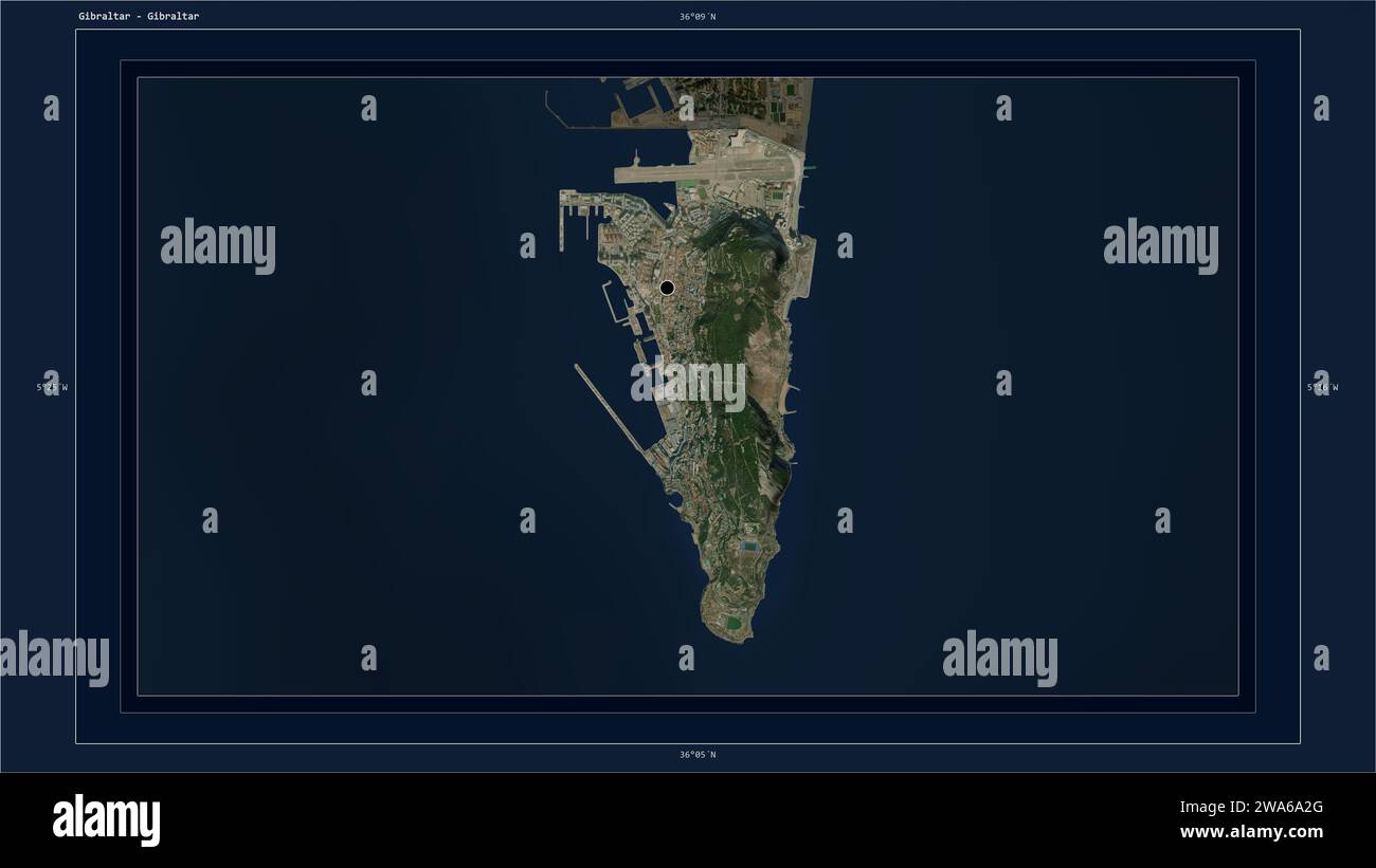 Gibraltar highlighted on a low resolution satellite map map with the ...