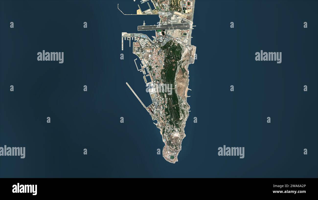 Gibraltar outlined on a high resolution satellite map Stock Photo - Alamy