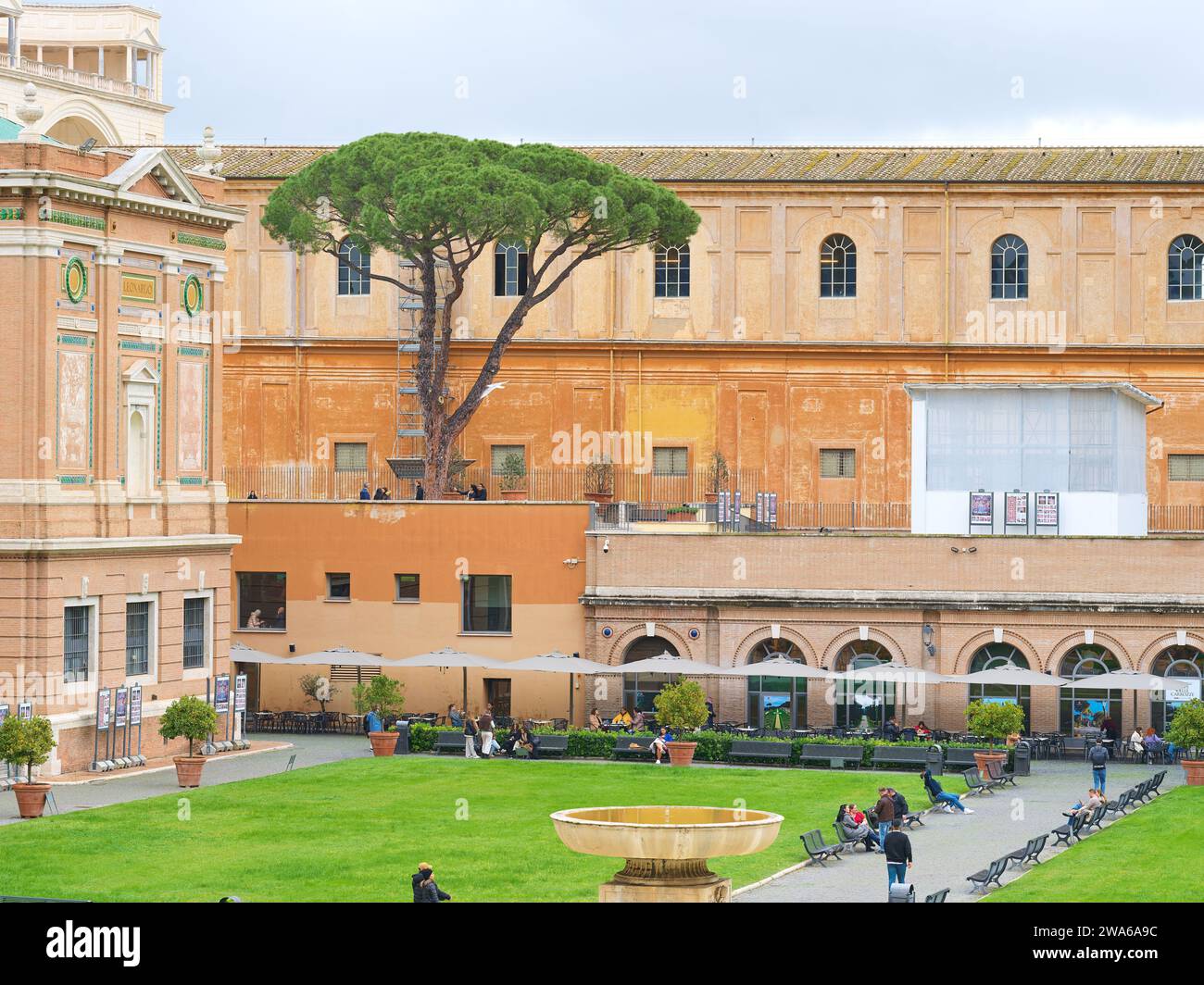 Visitors in the courtyard of the pine cone, Vatican gardens and museum ...