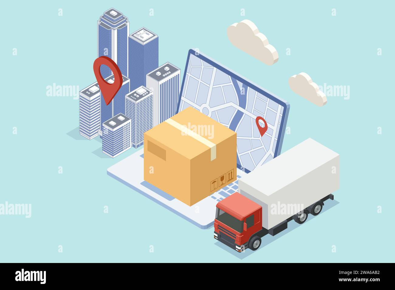 Isometric Logistics and Delivery. Free, Express, Home or Fast delivery ...