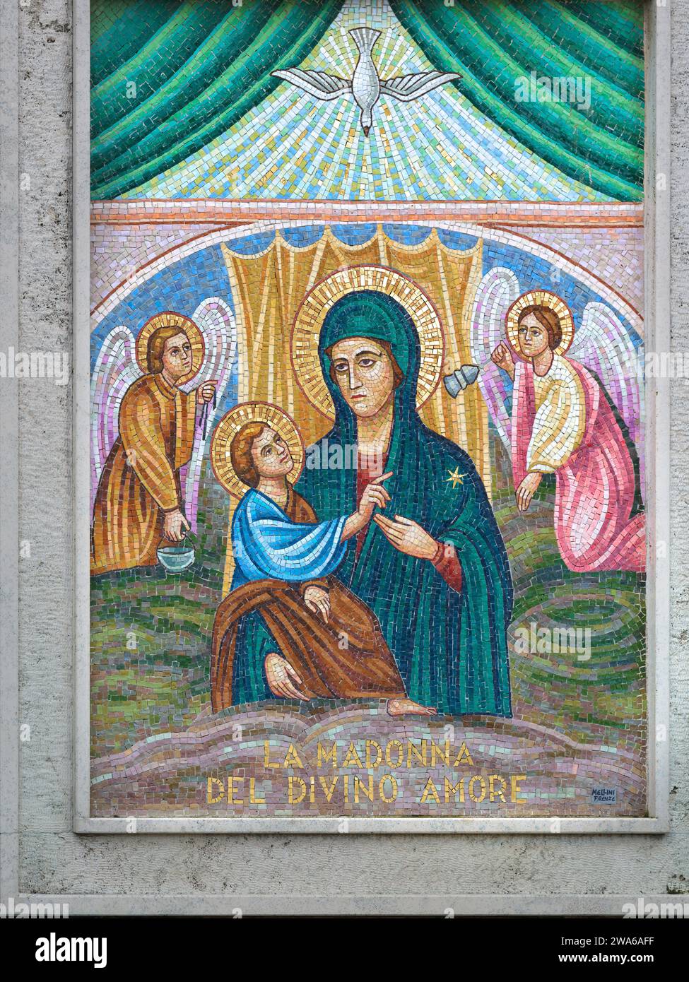 Lady of Divine love, with child Jesus and angels; mosaic in the Vatican ...
