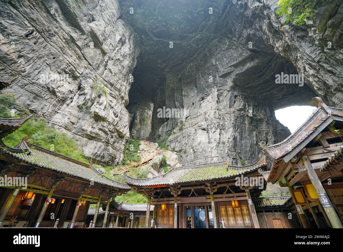 Rocky hiking trails with natural openings and Tang Dynasty style ...