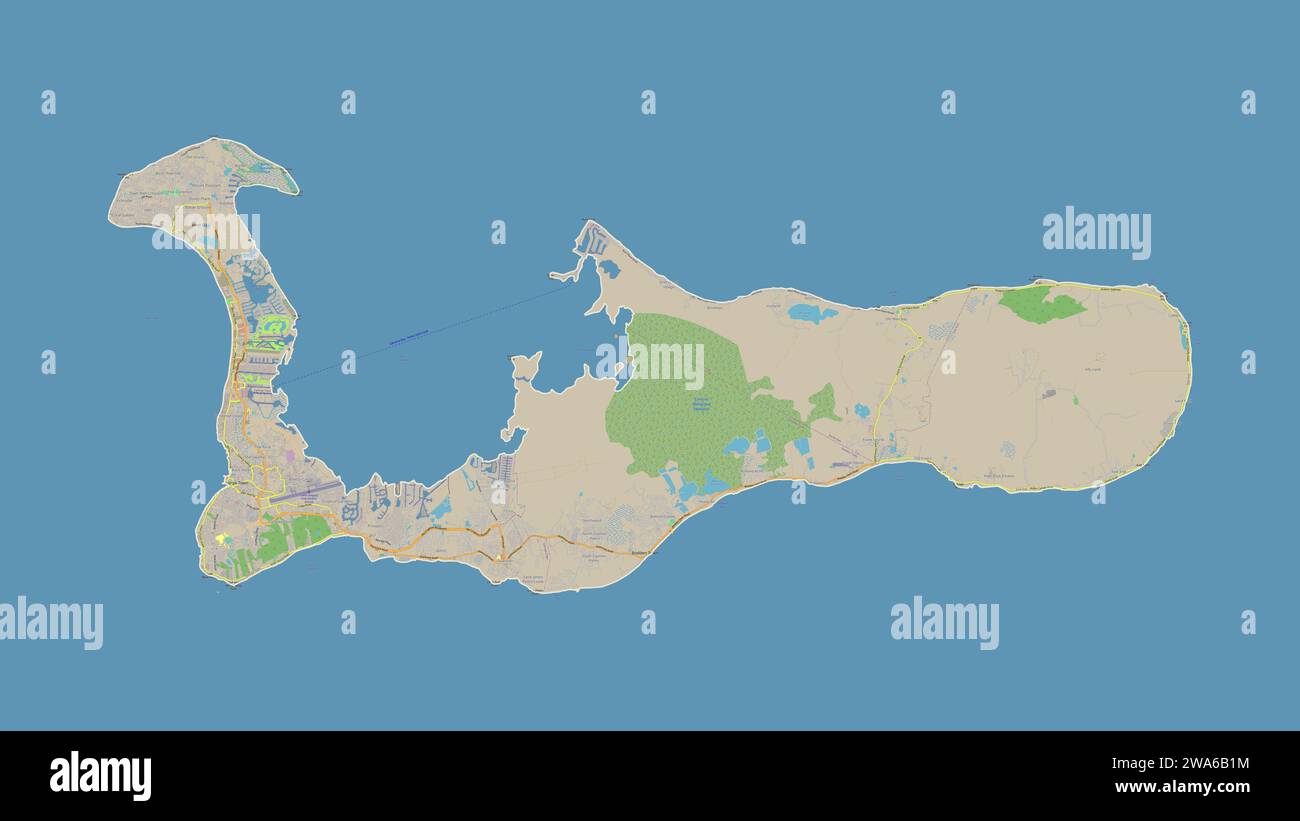 Grand Cayman - Cayman Islands outlined on a topographic, OSM standard style map Stock Photo - Alamy
