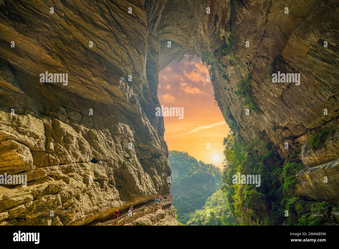 Karst terrain, rock pits formed by wind erosion, and tourist trails ...