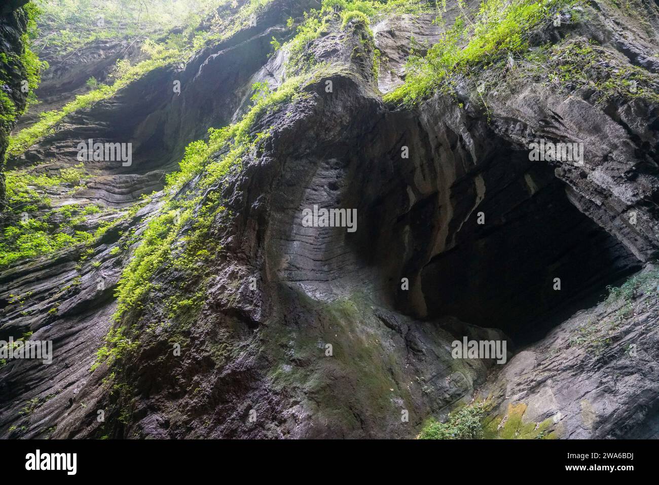 Karst terrain, rough mineral rocks formed by wind erosion are uneven ...