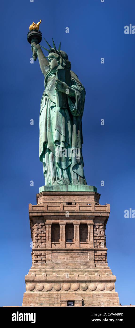 New York, USA; June 1, 2023: Big Apple Statue of Liberty on its ...