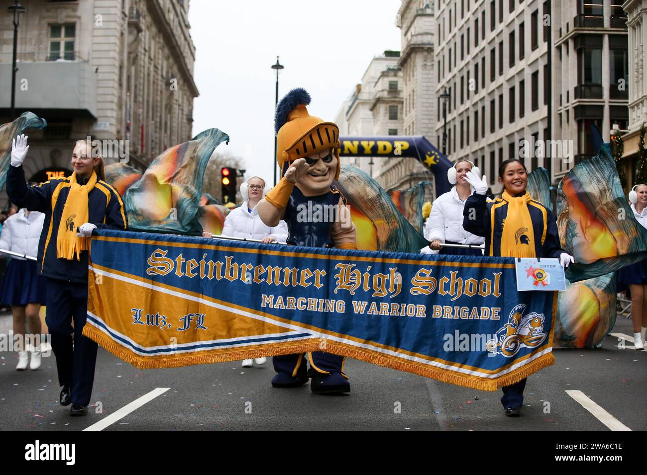 London, UK. 01st Jan, 2024. Performers take part in the annual London New Year's Day Parade ...