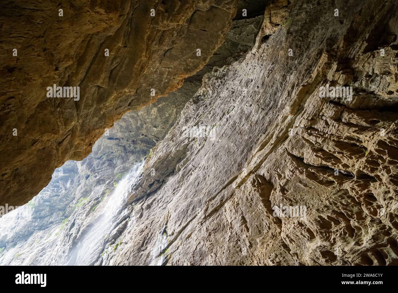 Karst terrain, rough mineral rocks formed by wind erosion are uneven ...
