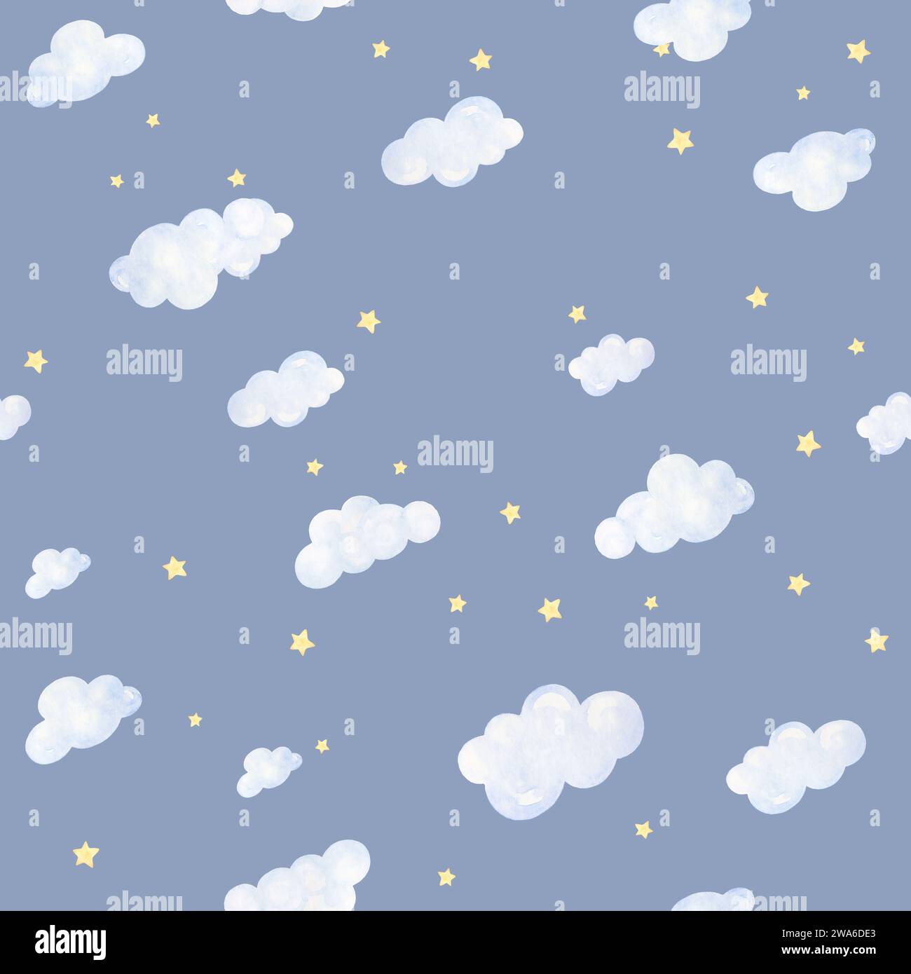 Watercolor Night Sky Kids Pattern. Night Sky Hand Drawn Watercolor ...