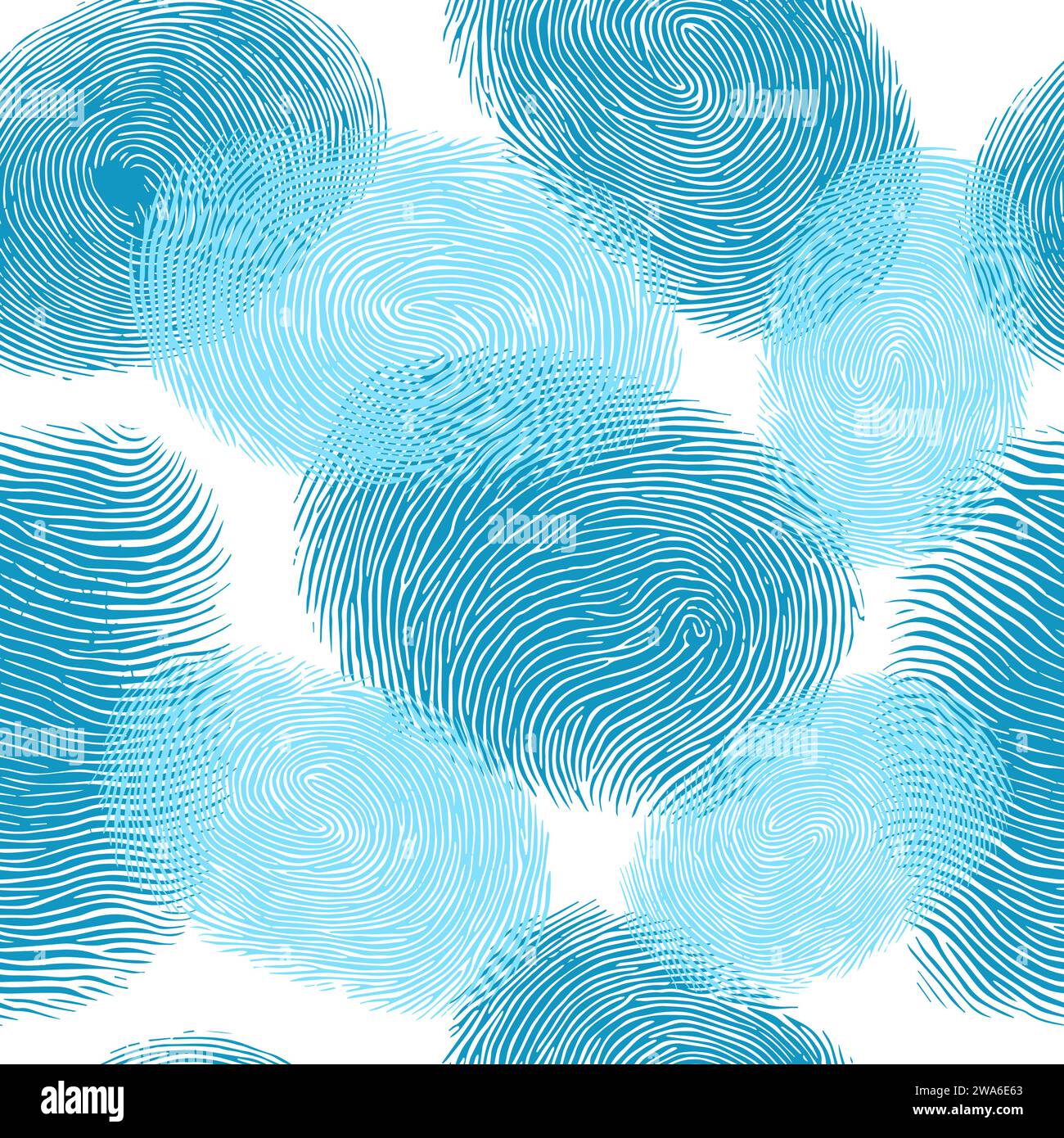 Fingerprint blue seamless pattern. hand drawing. Not AI, Vector ...