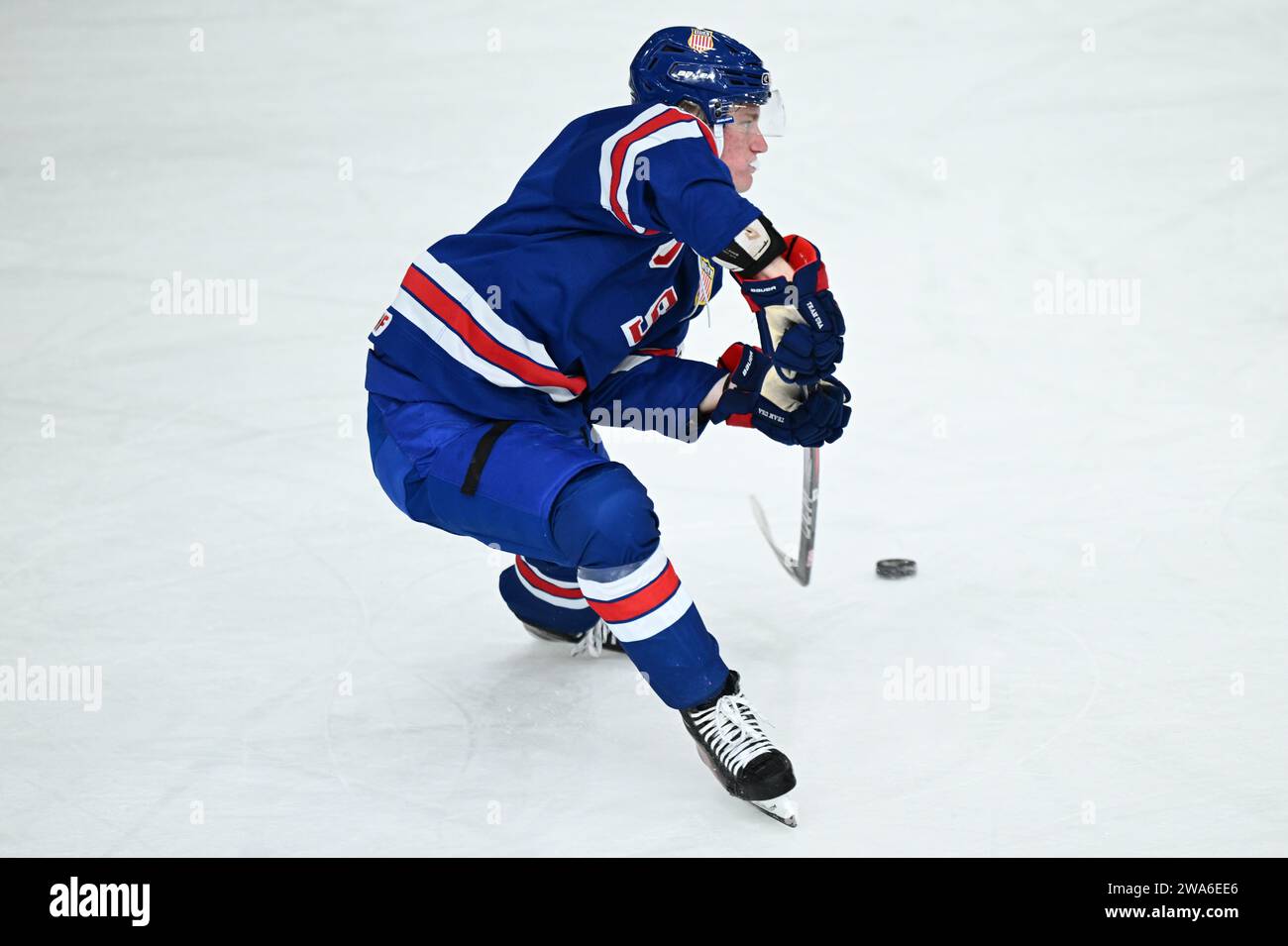 GOTHENBURG, SWEDEN 20240102USA's Oliver Moore in action during the IIHF ...