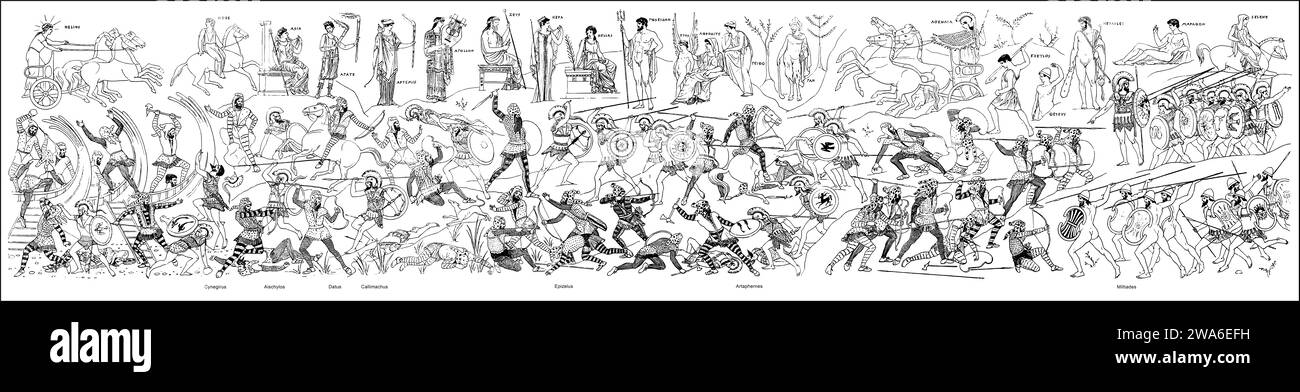 Contemporary depiction of the Battle of Marathon in 490 BC ...