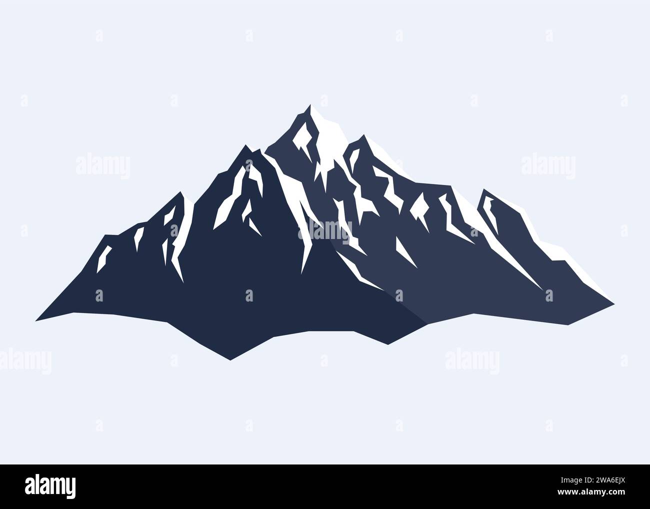 Abstract dark blue mountain landscape flat design. Vector illustration ...