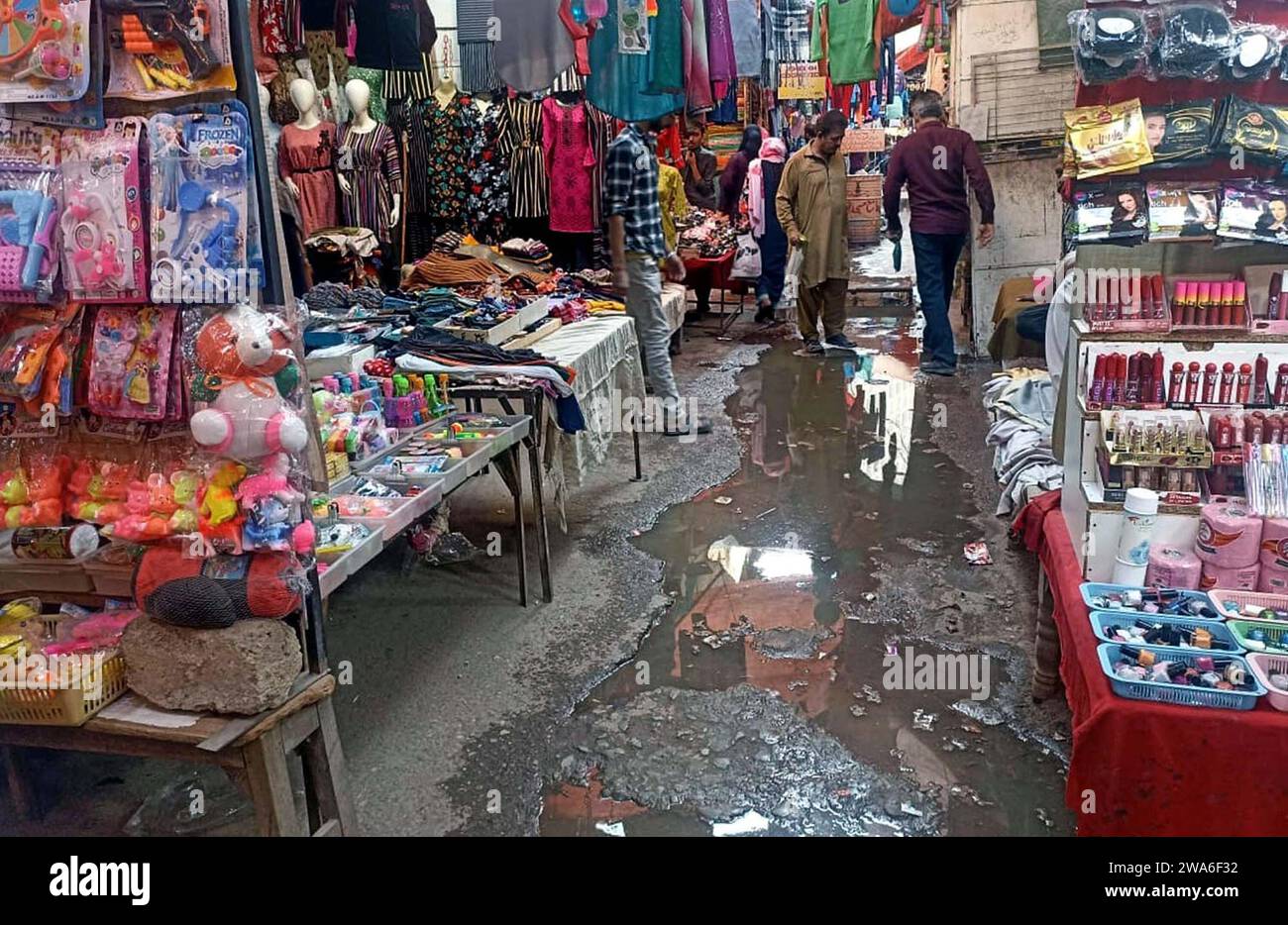 Inundated road by overflowing sewerage water, creating problems for ...