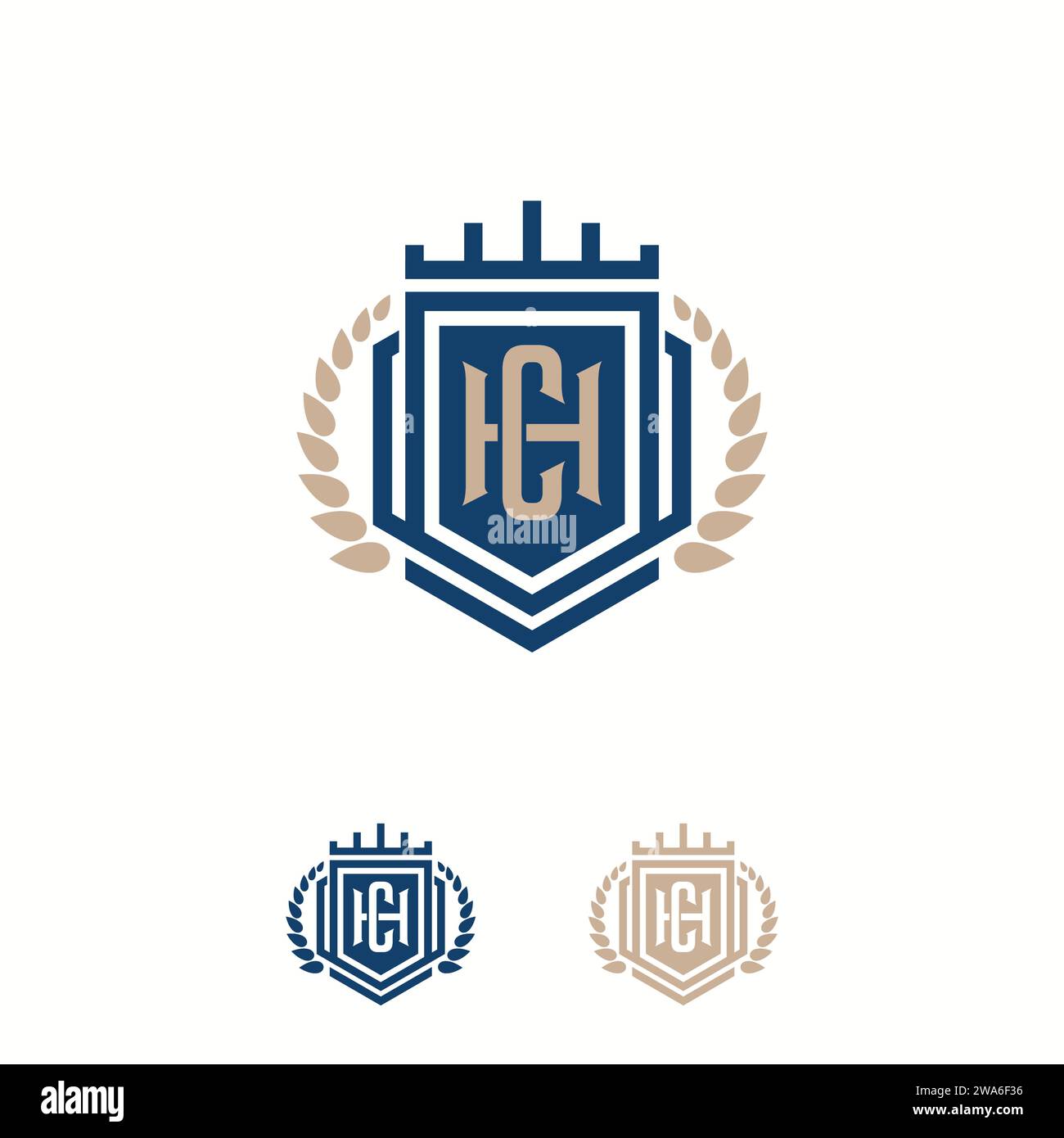 Elegant shield and letter HC vector logo design template. Vector ...
