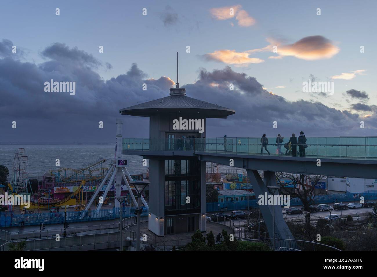 Southend on Sea, UK. 2nd Jan, 2024. Gusts of wind up along the seafront ...