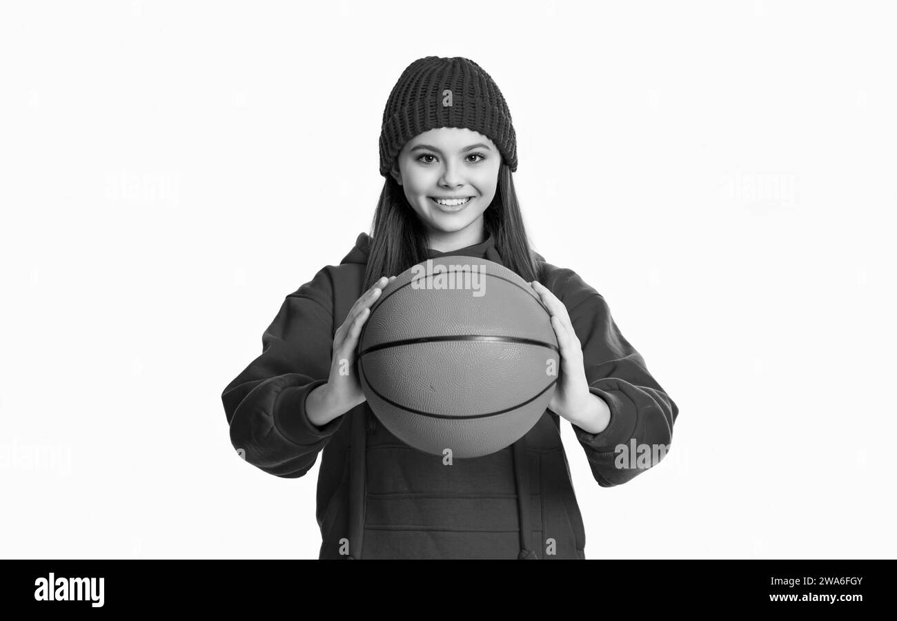 photo of happy teen girl having basketball ball. teen girl basketball ...