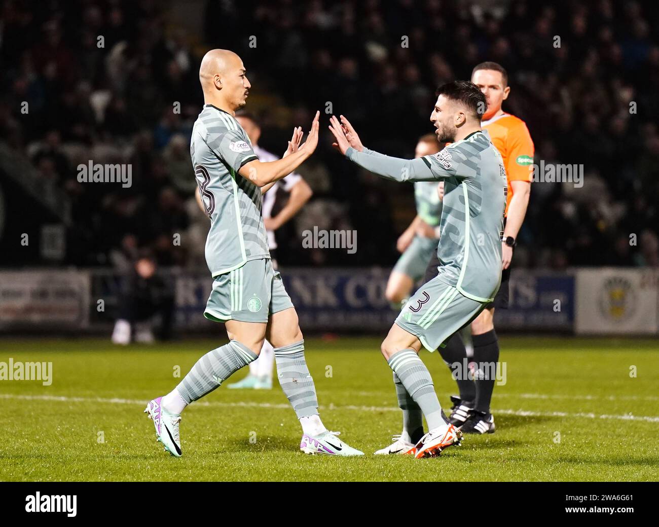 Celtic's Daizen Maeda celebrates scoring their side's first goal of the ...