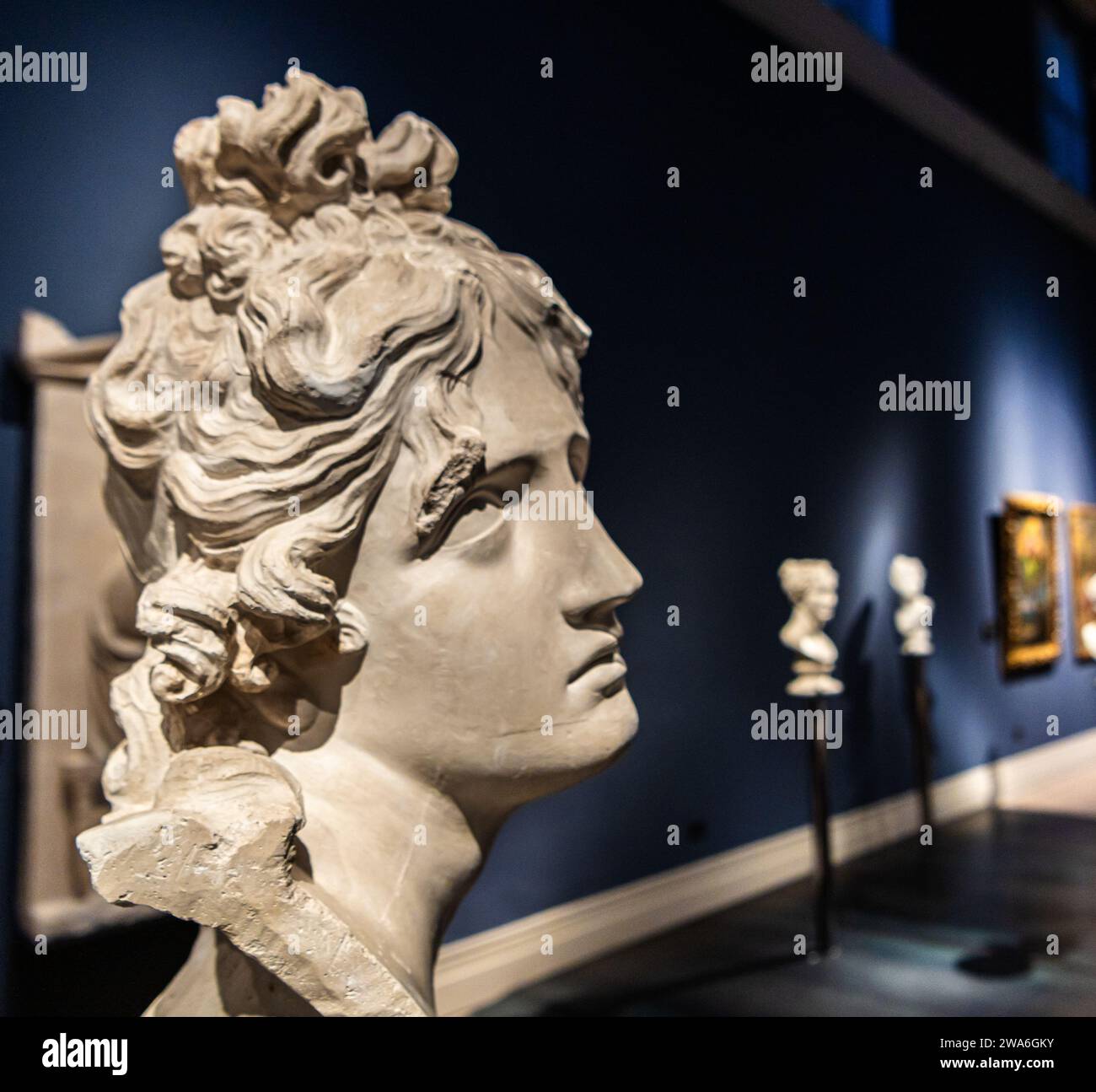 Plaster statue:Head of a funerary Genius (1792) by sculptor Antonio ...