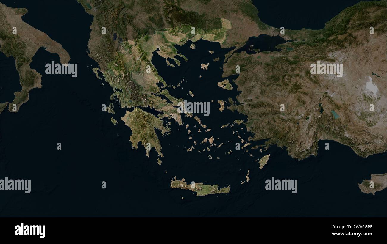 Greece highlighted on a low resolution satellite map Stock Photo - Alamy