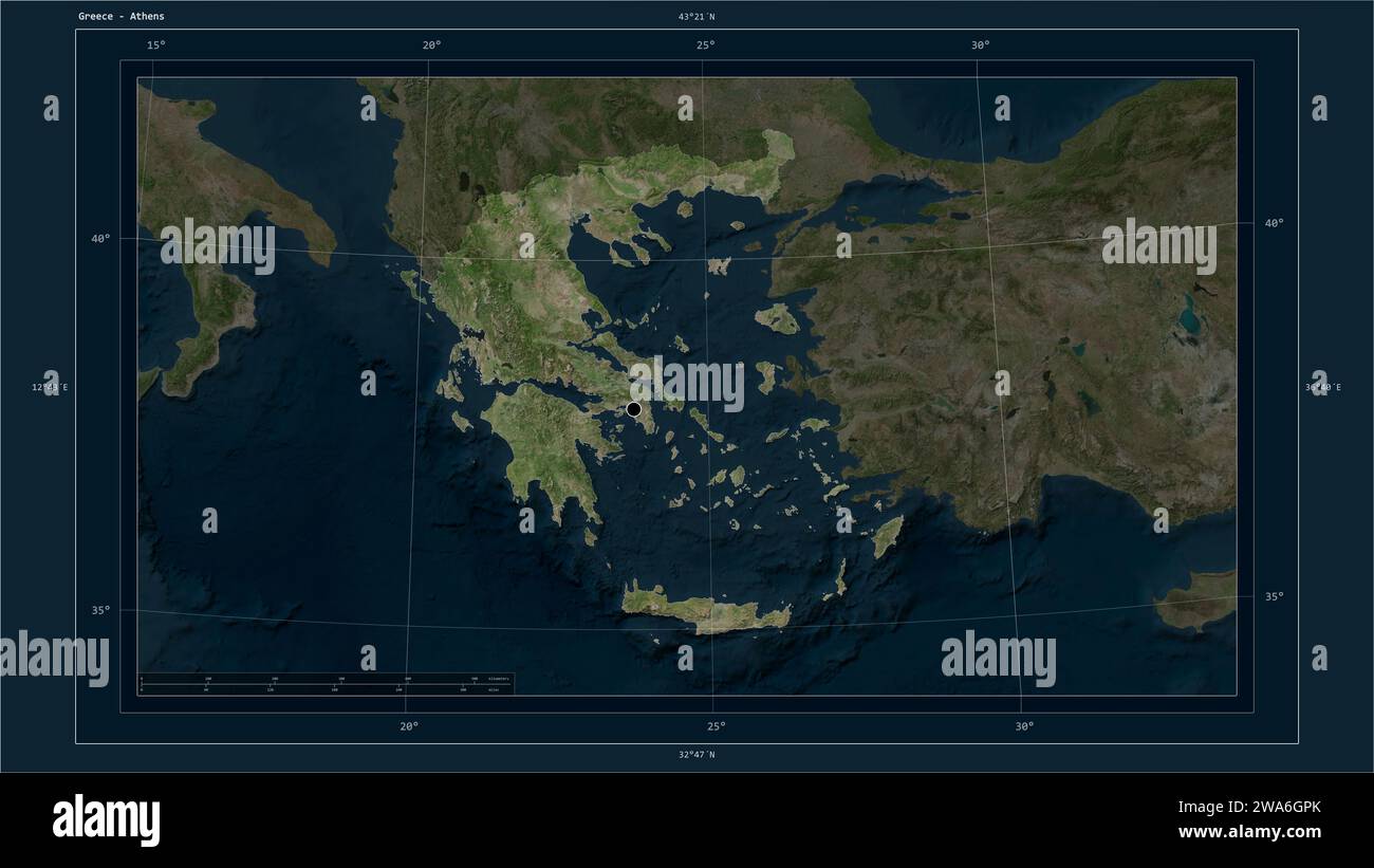 Greece highlighted on a high resolution satellite map map with the ...
