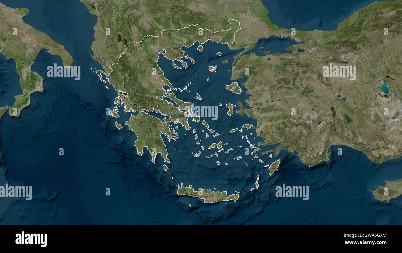 Greece outlined on a high resolution satellite map Stock Photo - Alamy
