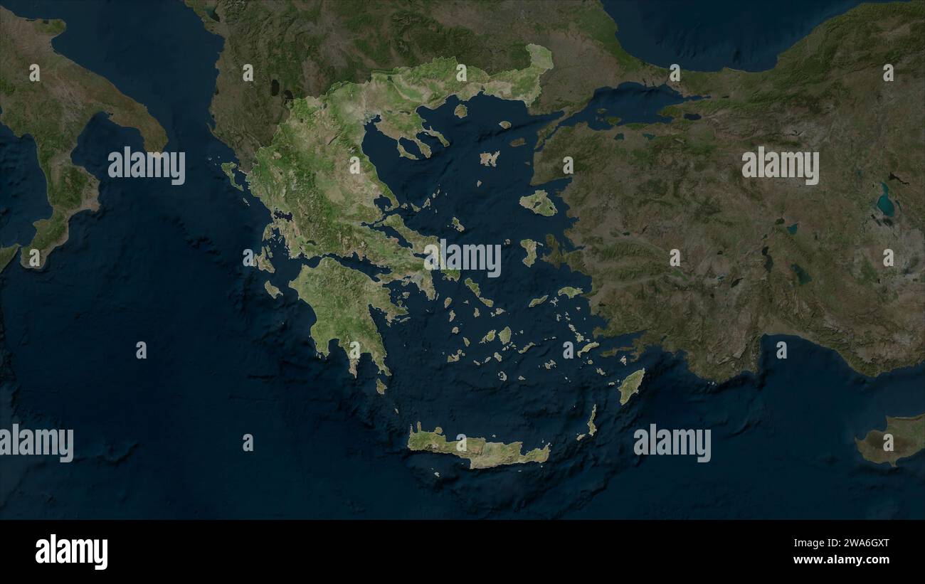 Greece highlighted on a high resolution satellite map Stock Photo - Alamy