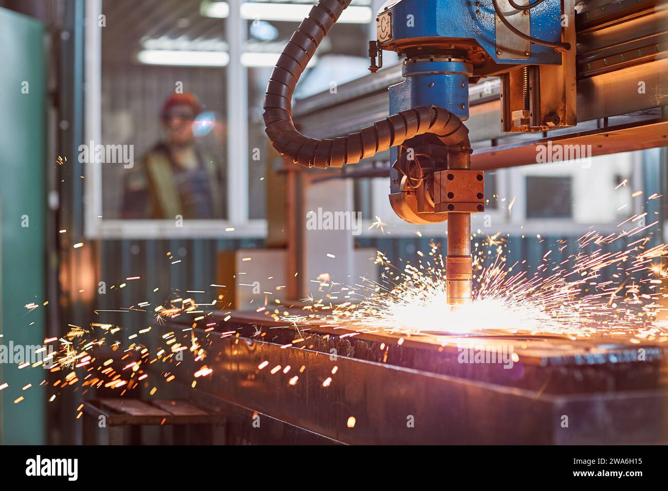 CNC laser plasma. Selective focus on modern technology laser plasma ...