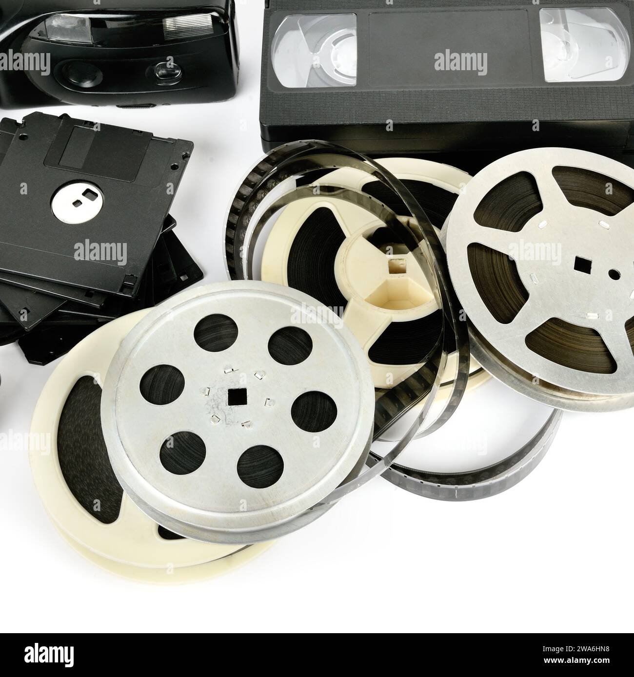 Old photo and video equipment isolated on white background. Retro ...
