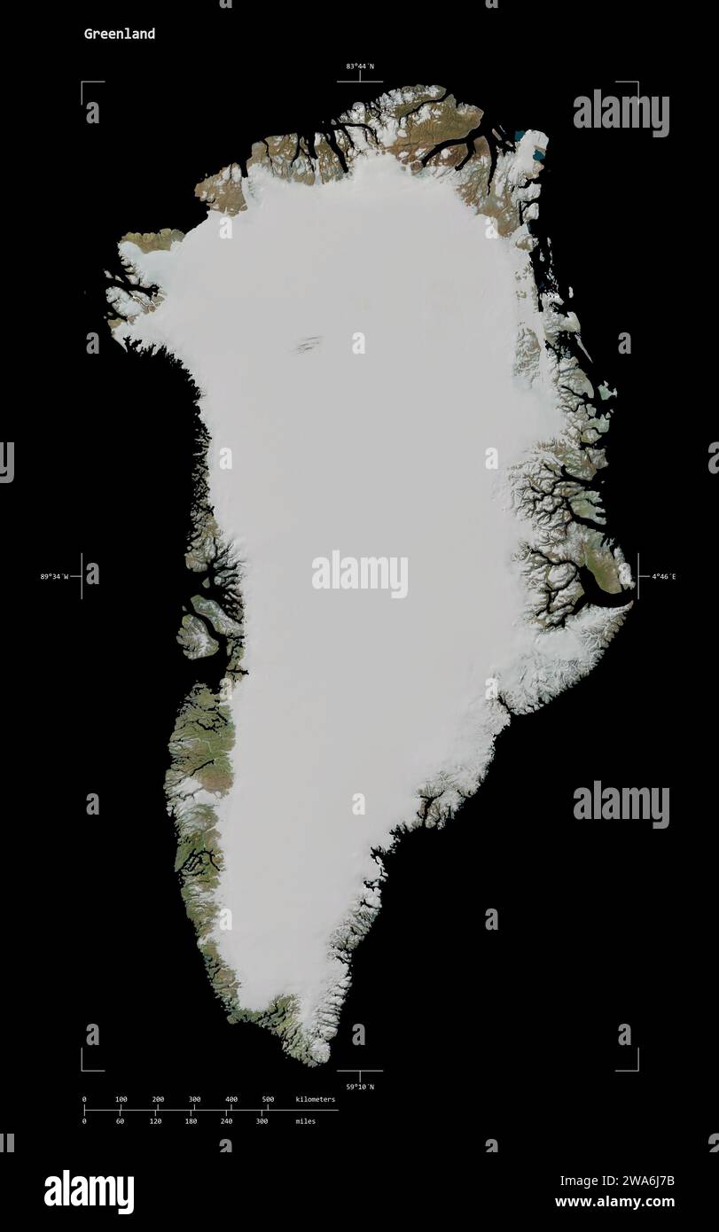 Shape of a high resolution satellite map of the Greenland, with ...