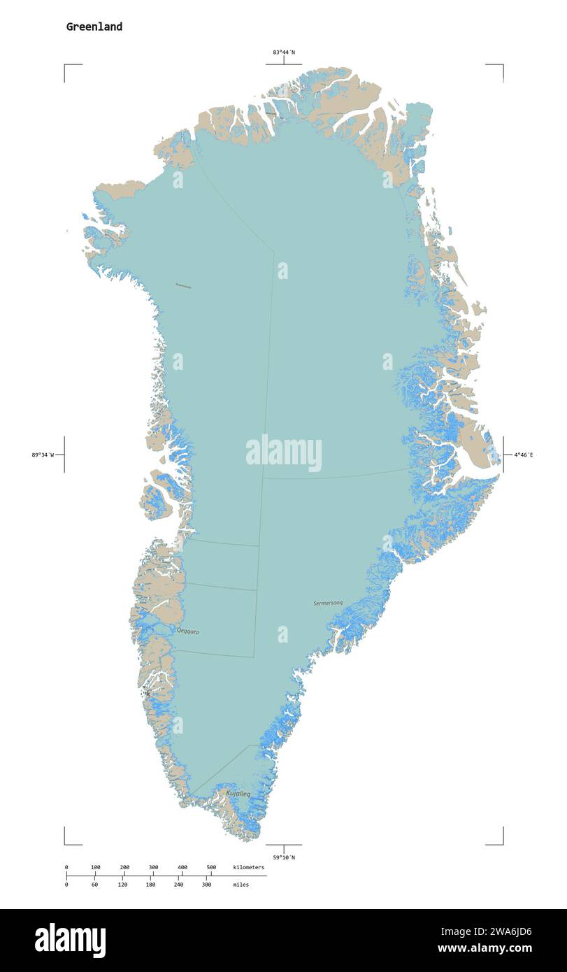 Shape of a topographic, OSM Germany style map of the Greenland, with ...