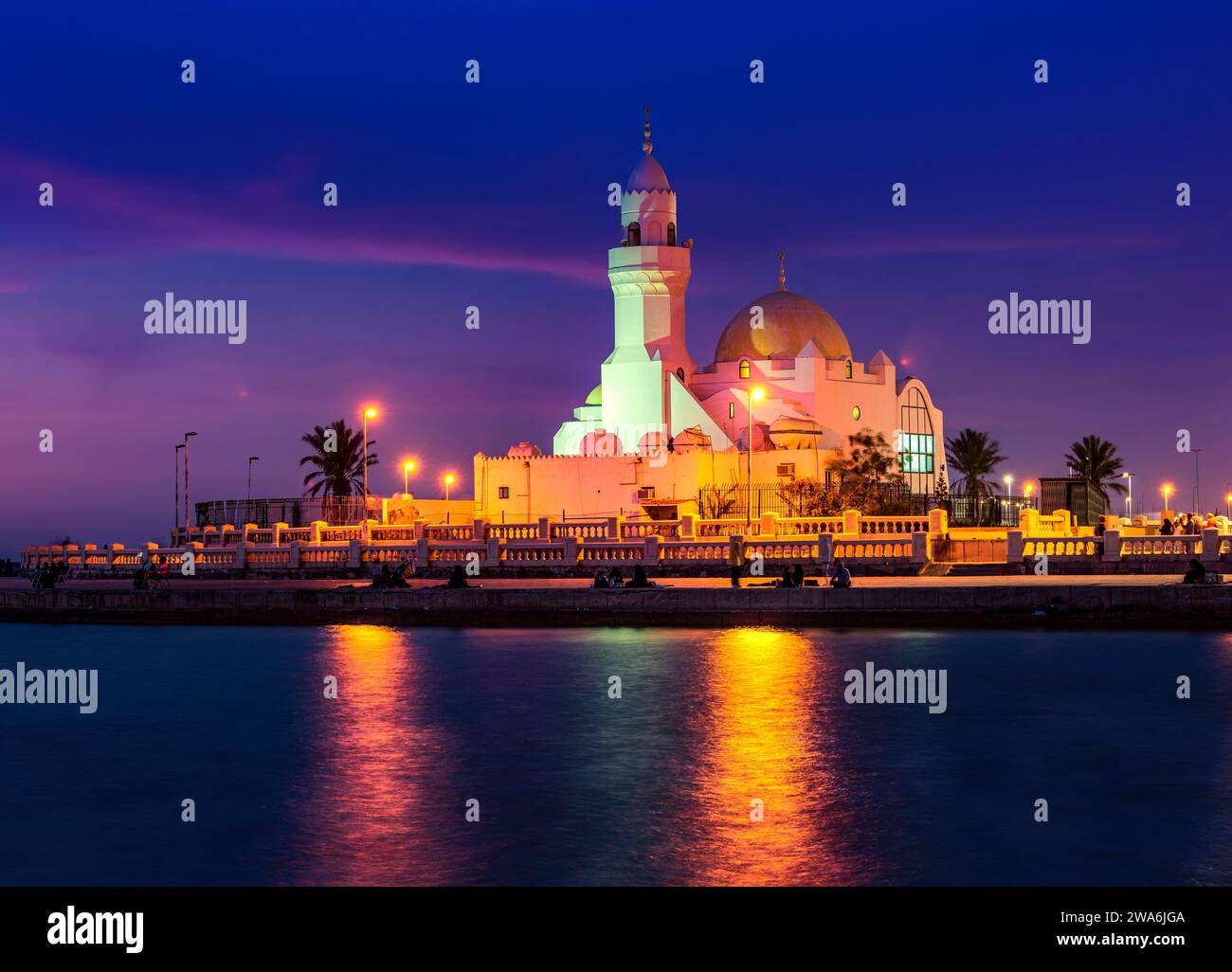 A Majestic Jeddah Mosque Overlooking the Serene Waters of Jeddah, Saudi ...