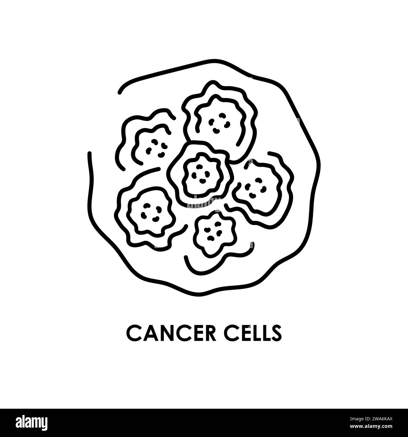 Cancer Cell Color Line Icon Microorganisms Microbes Bacteria Vector Isolated Element