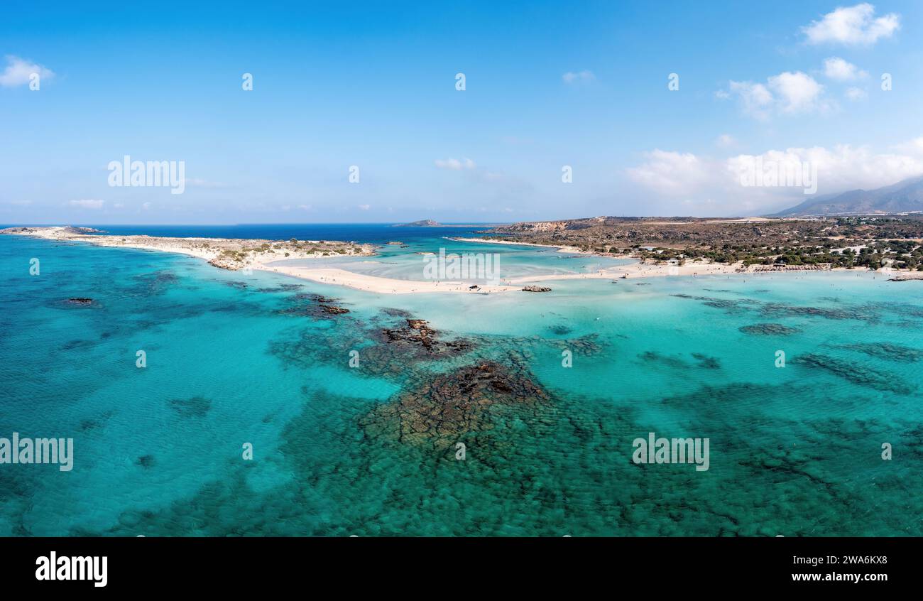 Elafonisi Crete island Greece. Aerial drone view of turquoise ...