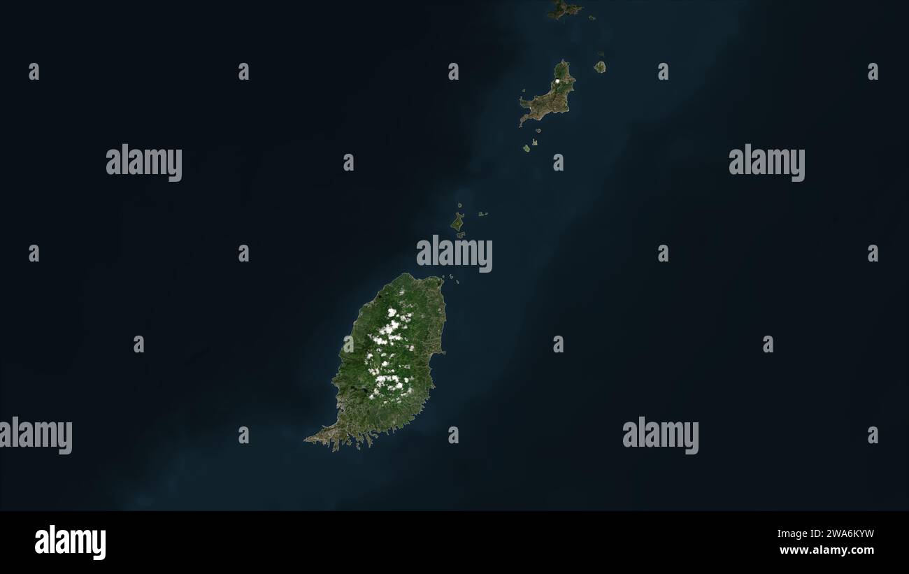 Grenada highlighted on a high resolution satellite map Stock Photo - Alamy