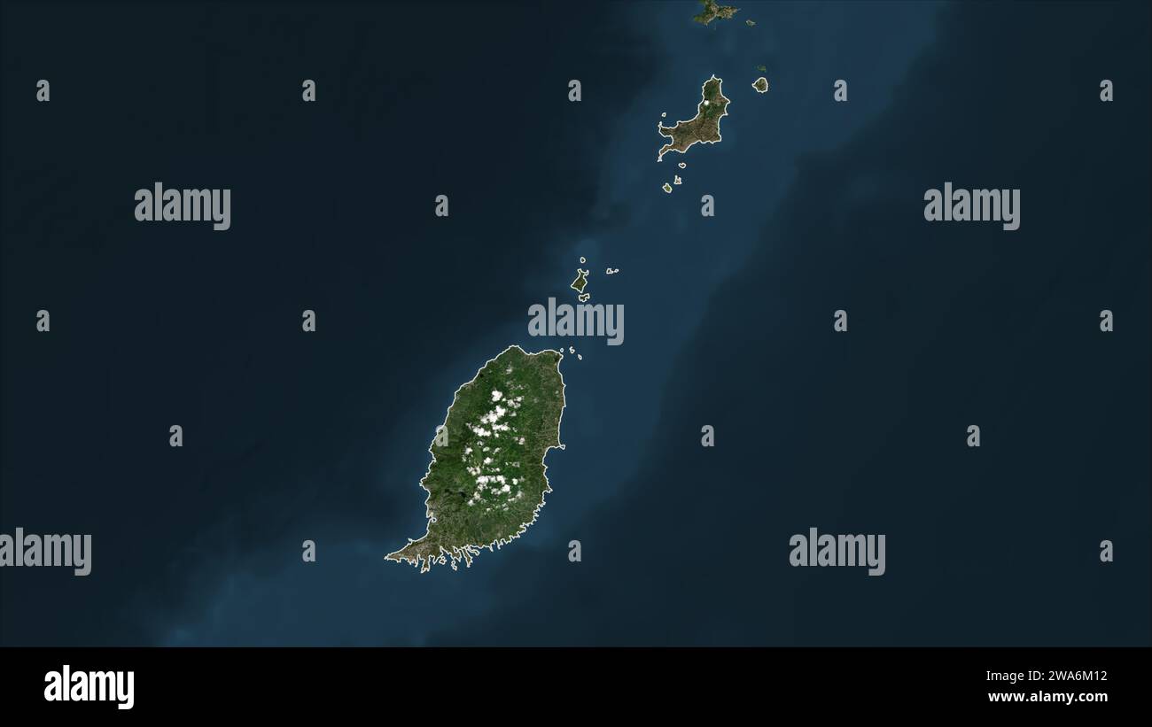 Grenada outlined on a high resolution satellite map Stock Photo - Alamy