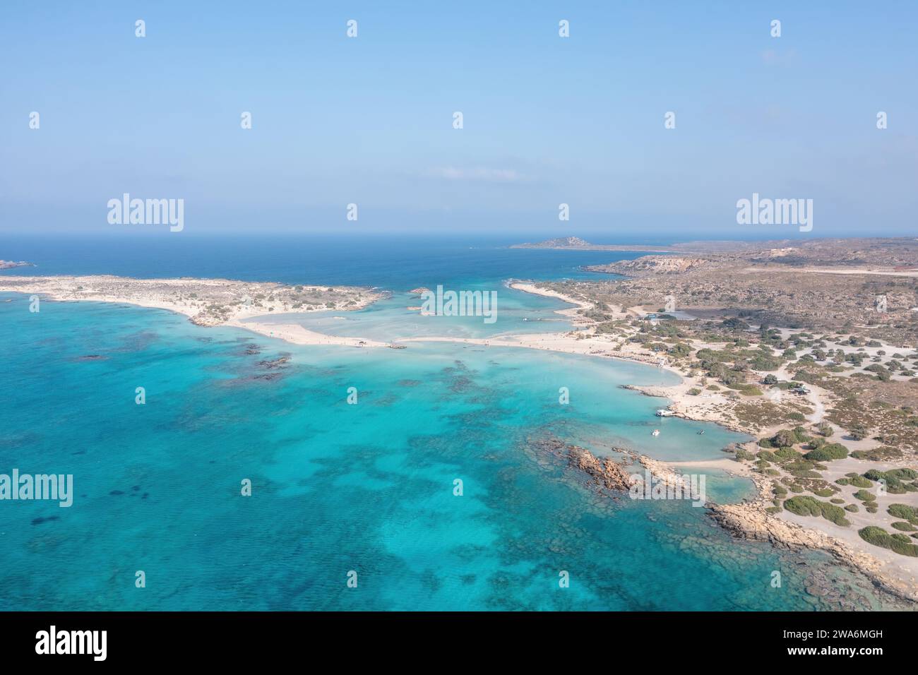 Elafonisi lagoon, Crete island Greece. Aerial drone view of turquoise ...