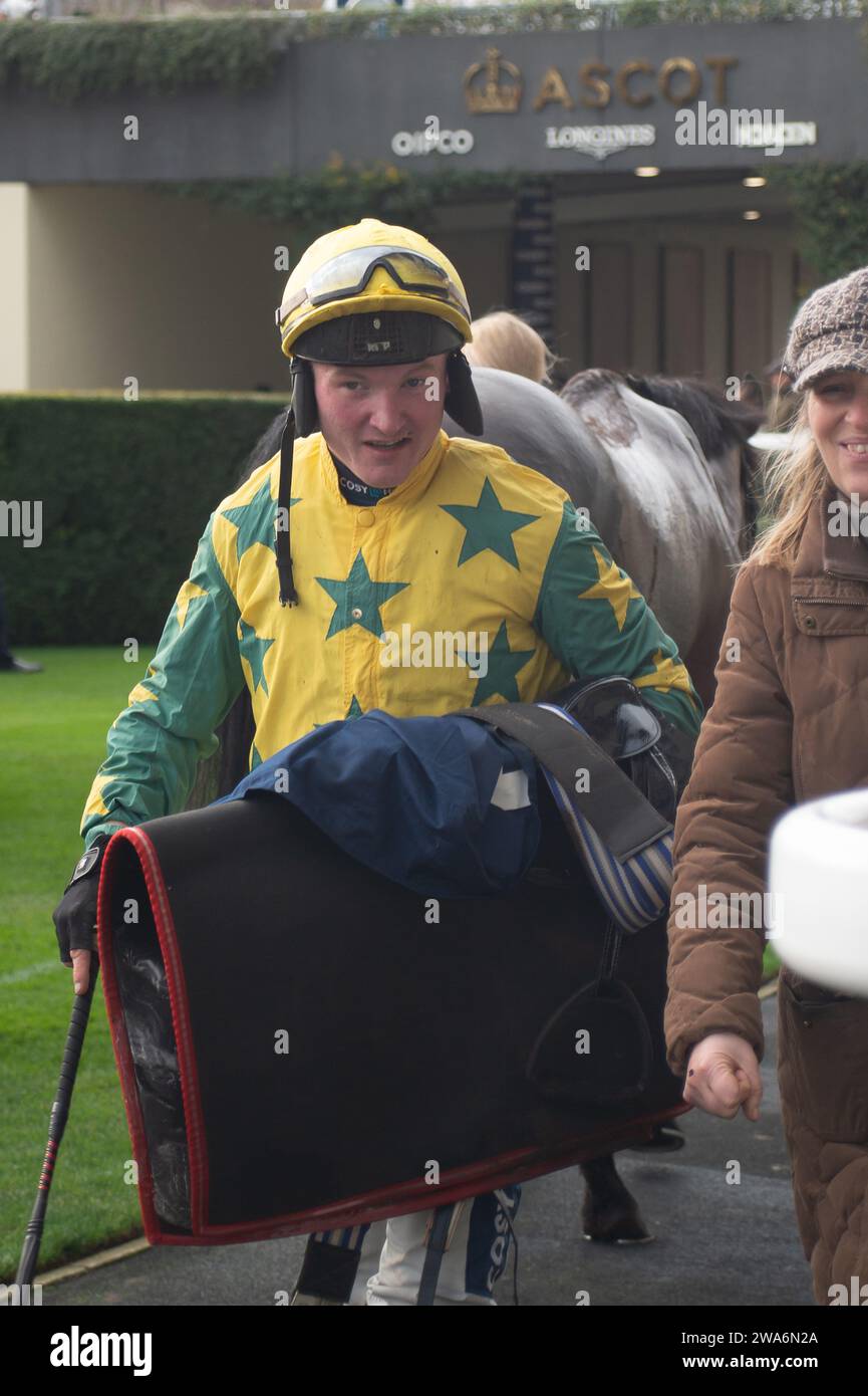 Ascot, Berkshire, UK. 22nd December, 2023. Jockey Joe Anderson at Ascot ...