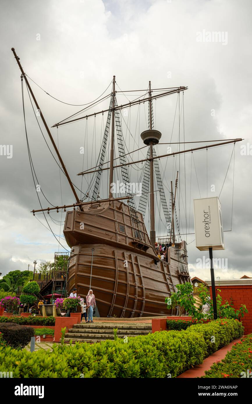 The Flor de la Mar wooden ship at Muzium Samudera, Malacca, Malaysia ...