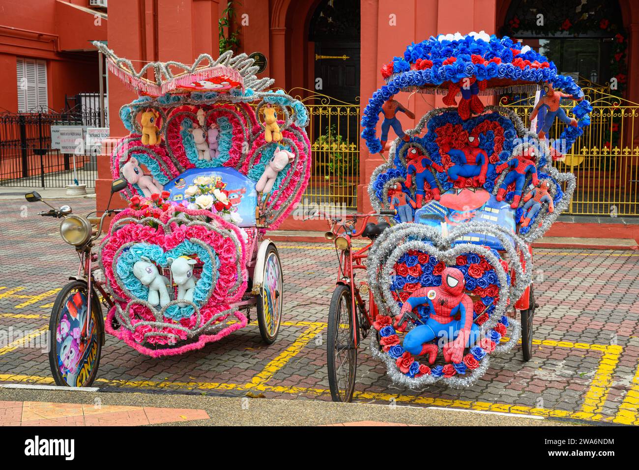 Tourist Trishaws in Dutch Square, Malacca, Malaysia Stock Photo - Alamy