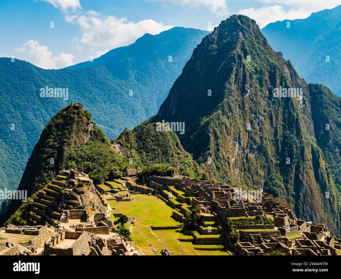Panoramic view of the lost inca city Machu Picchu, with ruins of the ...
