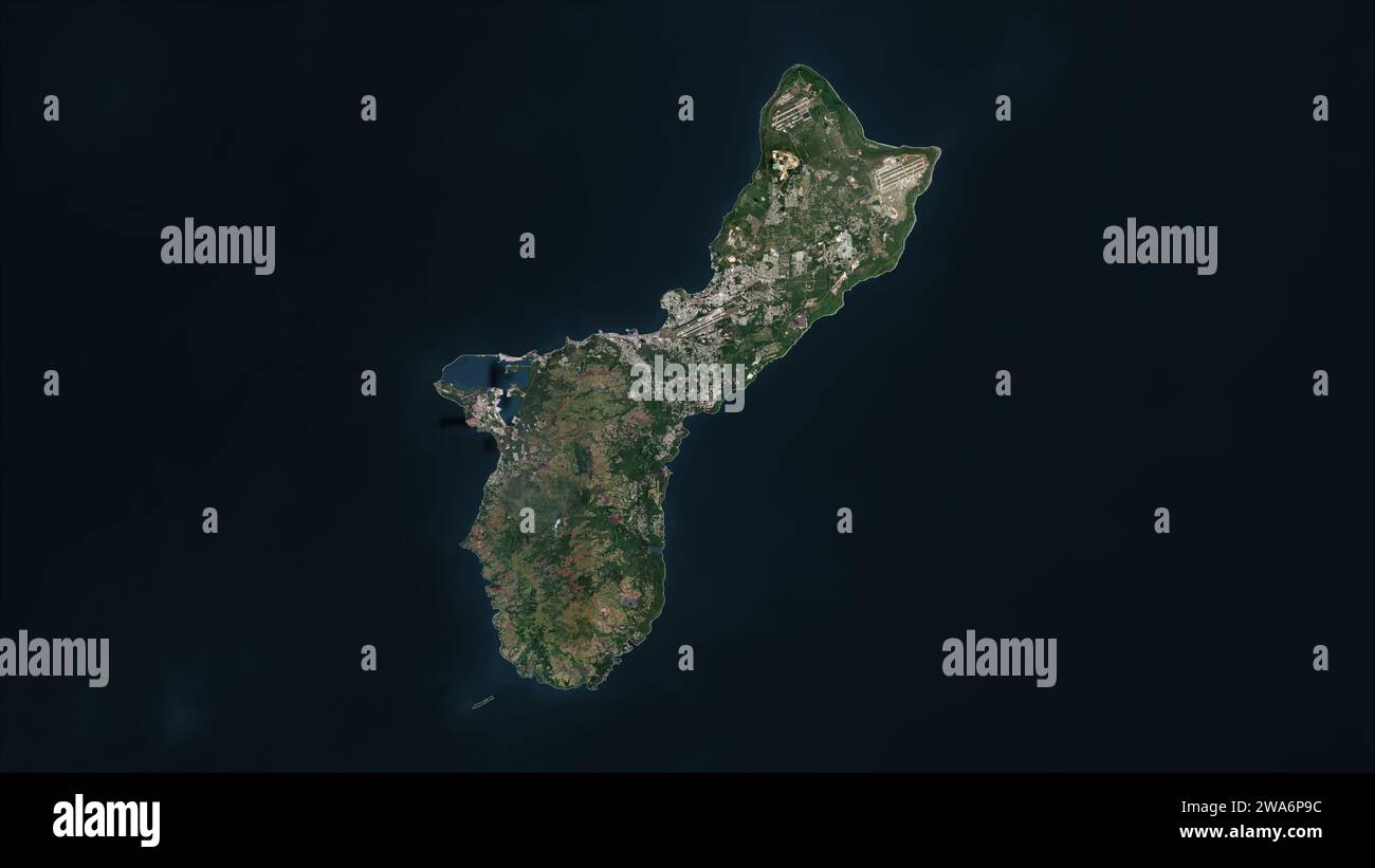 Guam - USA highlighted on a high resolution satellite map Stock Photo ...