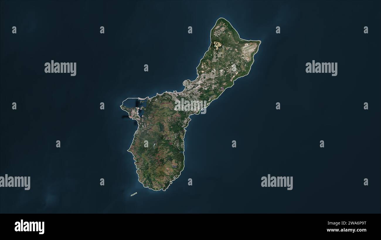 Guam - USA outlined on a high resolution satellite map Stock Photo - Alamy
