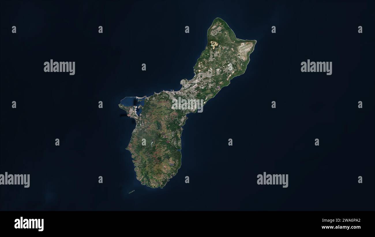 Guam - USA highlighted on a low resolution satellite map Stock Photo ...