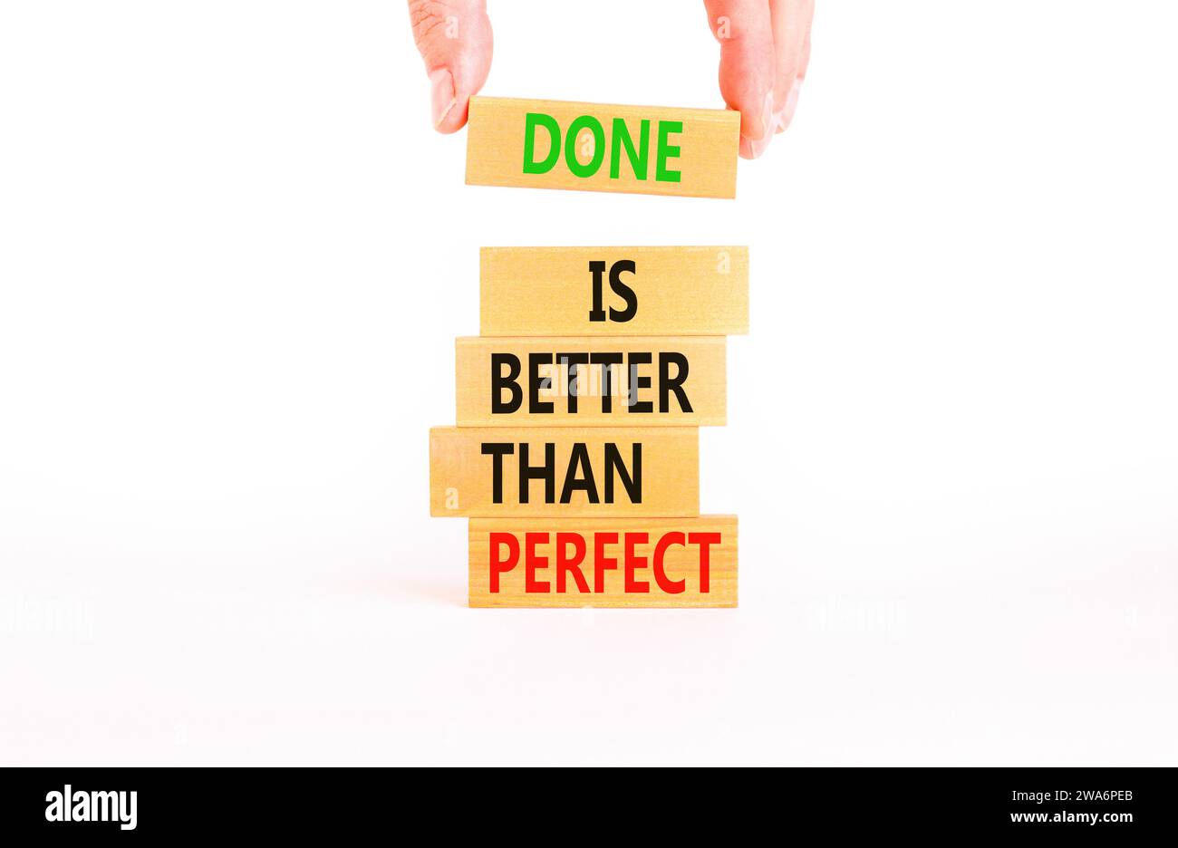 Done is better than perfect symbol. Concept words Done is better than ...