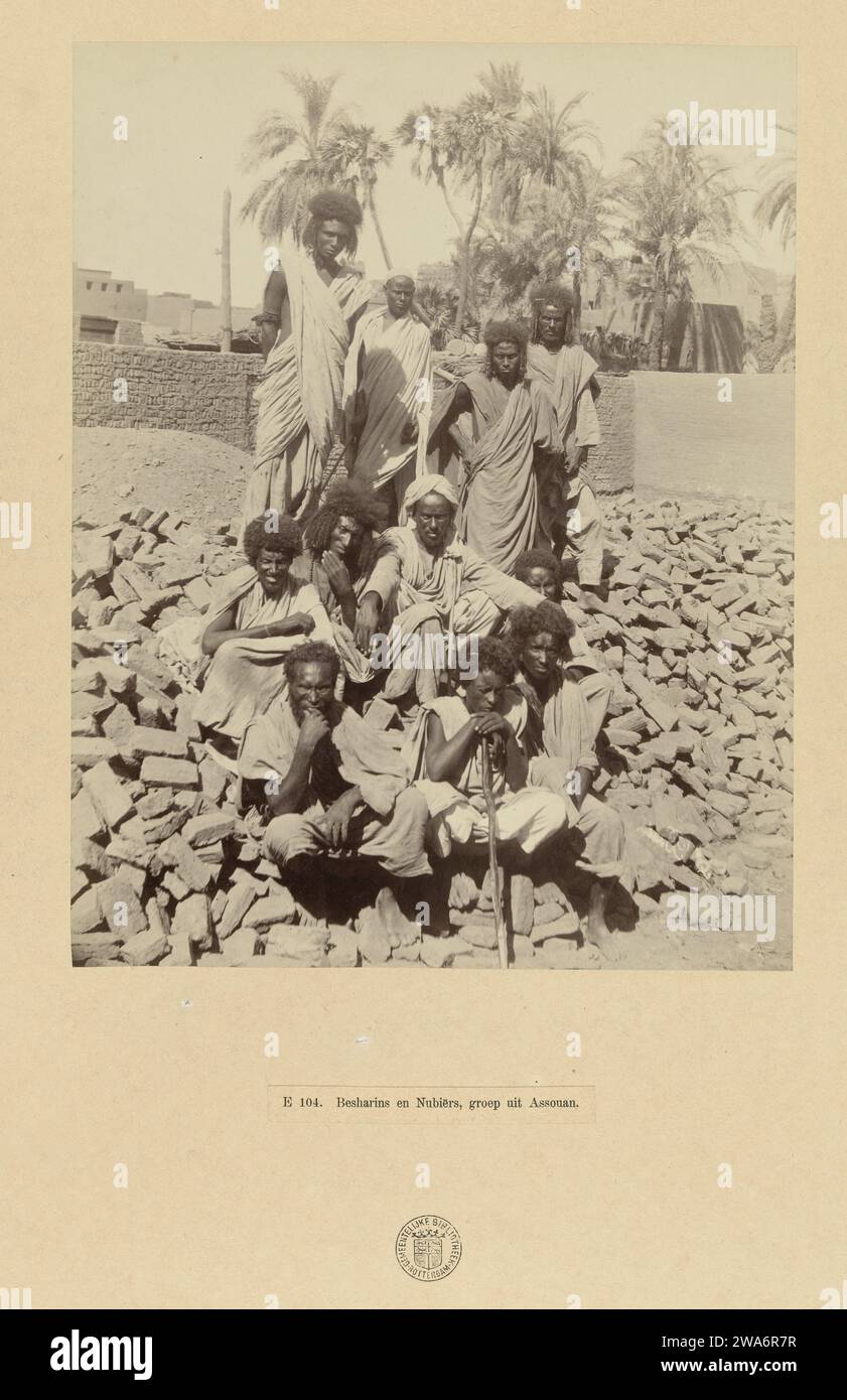 Group portrait of unknown Bishari and Nubian men, Aswan, 1862 - 1895 ...